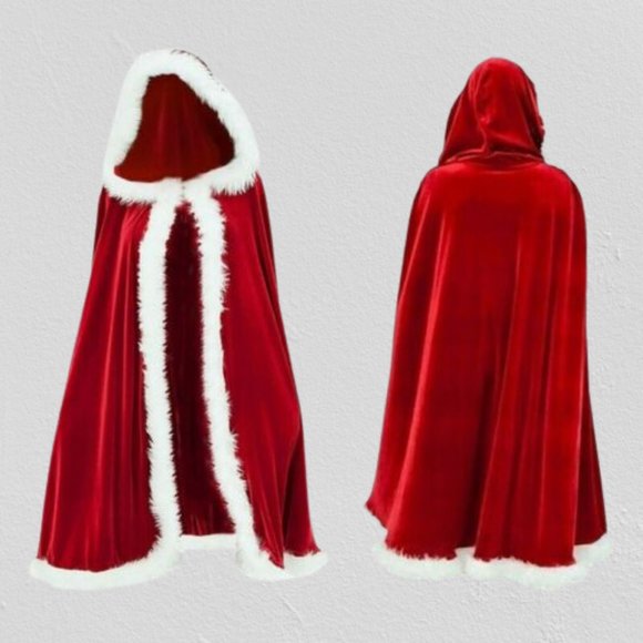 Other | Unisex Adult Cute Santa Cloak Velvet Hooded Cape Robe Christmas ...